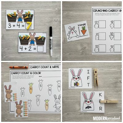 BUNNIES Literacy & Math Centers - Modern Preschool