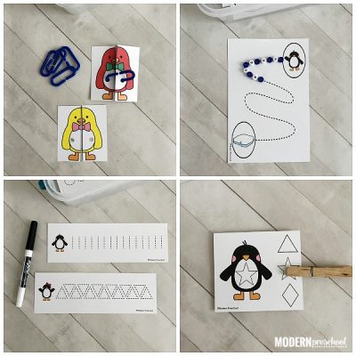PENGUINS Fine Motor Busy Bins for Winter - Modern Preschool
