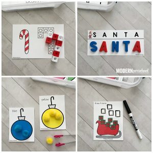 SANTA Fine Motor Busy Bins for Christmas - Modern Preschool