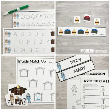 NATIVITY Literacy & Math Centers for Christmas - Modern Preschool