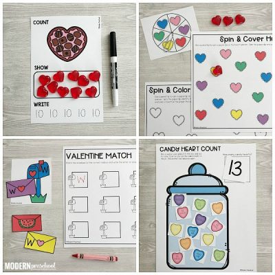 HEARTS Literacy & Math Centers for Valentine's Day - Modern Preschool