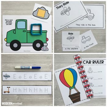 TRANSPORTATION Literacy & Math Centers - Modern Preschool